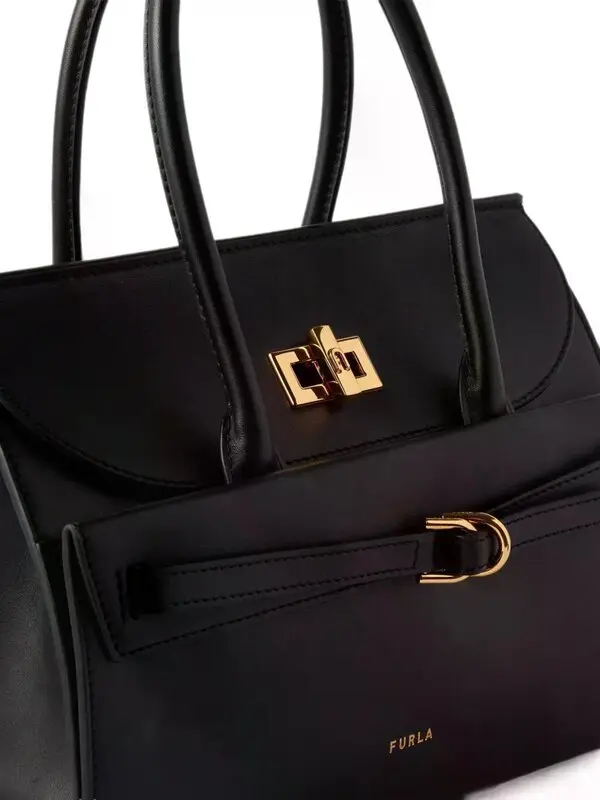 Furla Greta Leather Tote Bag - Black