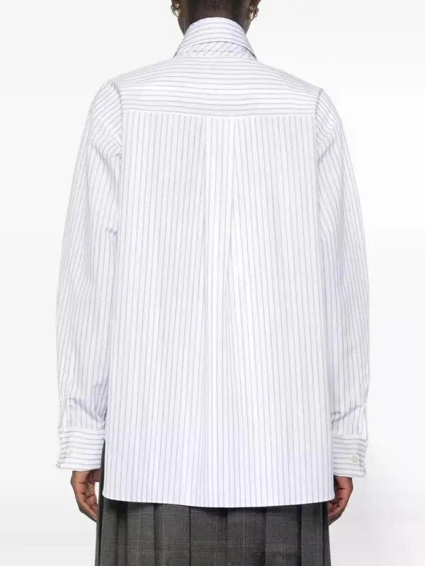 Sacai Striped Tie-neck Shirt - White