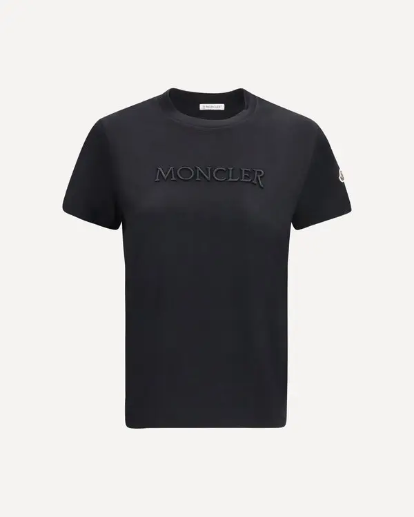 Moncler Cotton T-shirt With A Tone On Tone Embroidered Logo