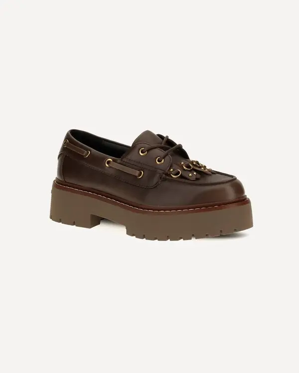 Pinko Margaret 01 Brushed Leather Platform Loafers