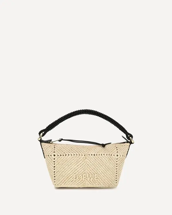 Loewe Mini Cala Calf Leather And Raffia Top Handle Bag - Beige
