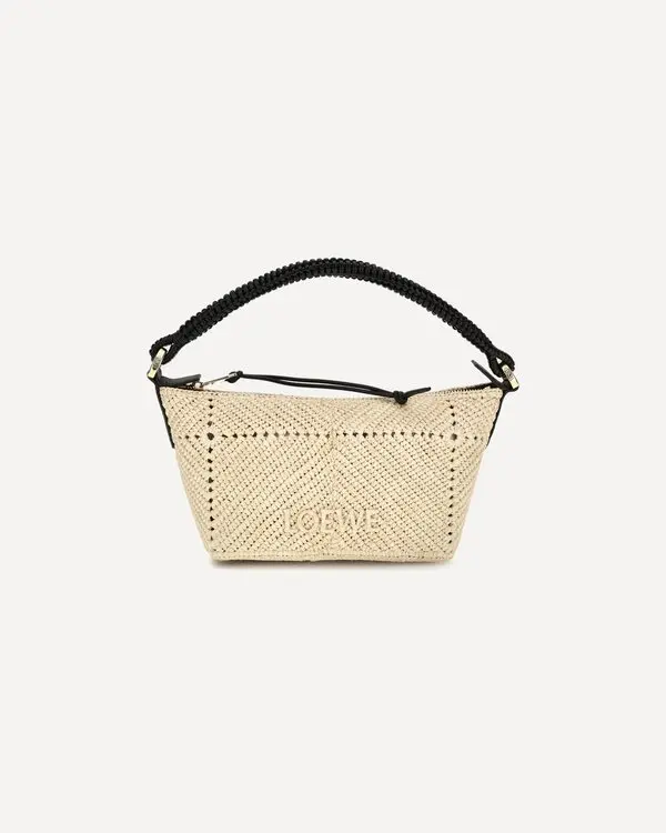 Loewe Mini Cala Calf Leather And Raffia Top Handle Bag - Beige