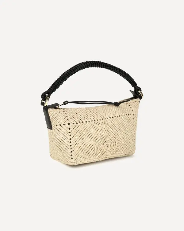 Loewe Mini Cala Calf Leather And Raffia Top Handle Bag - Beige