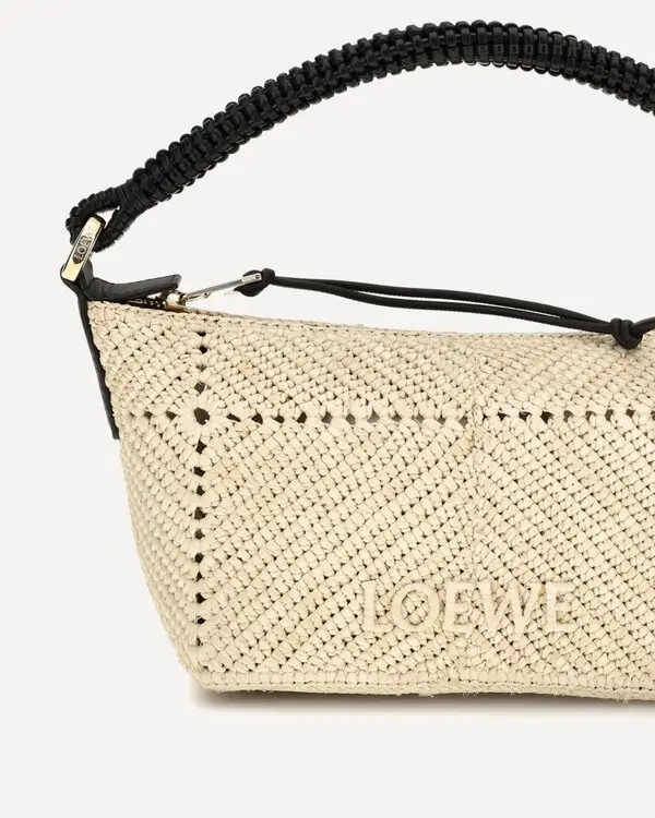Loewe Mini Cala Calf Leather And Raffia Top Handle Bag - Beige