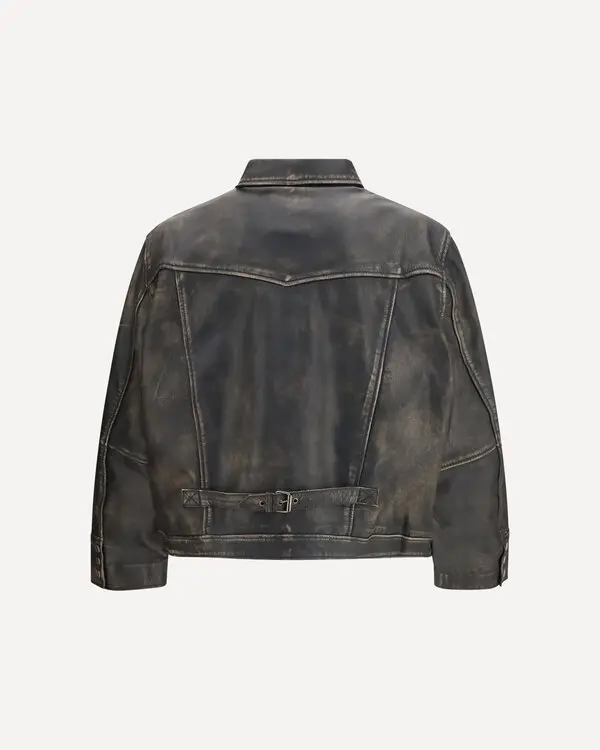 FOUND Aged Leather Jacket - Brown
