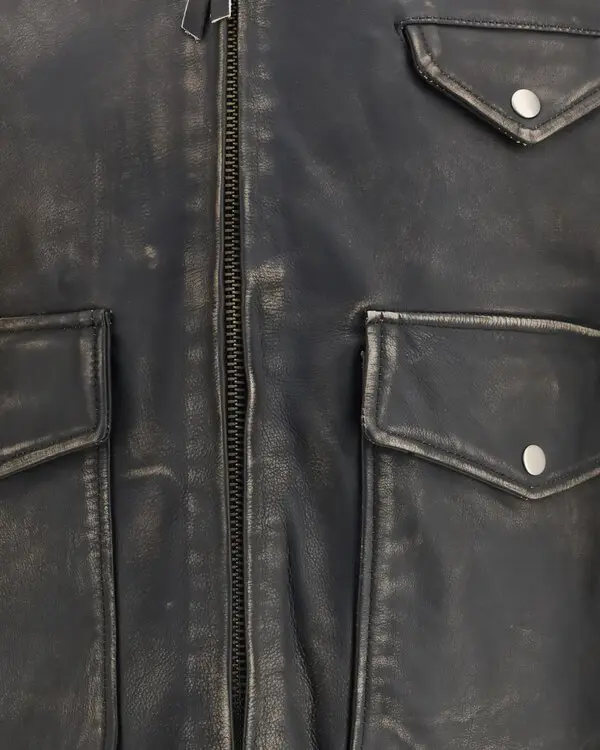 FOUND Aged Leather Jacket - Brown