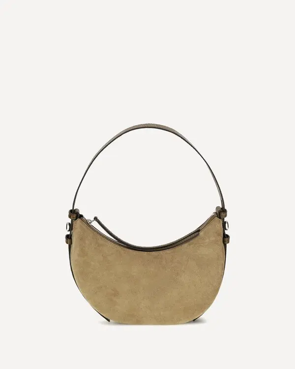 Tory Burch Romy Suede Crescent Shoulder Bag - Beige