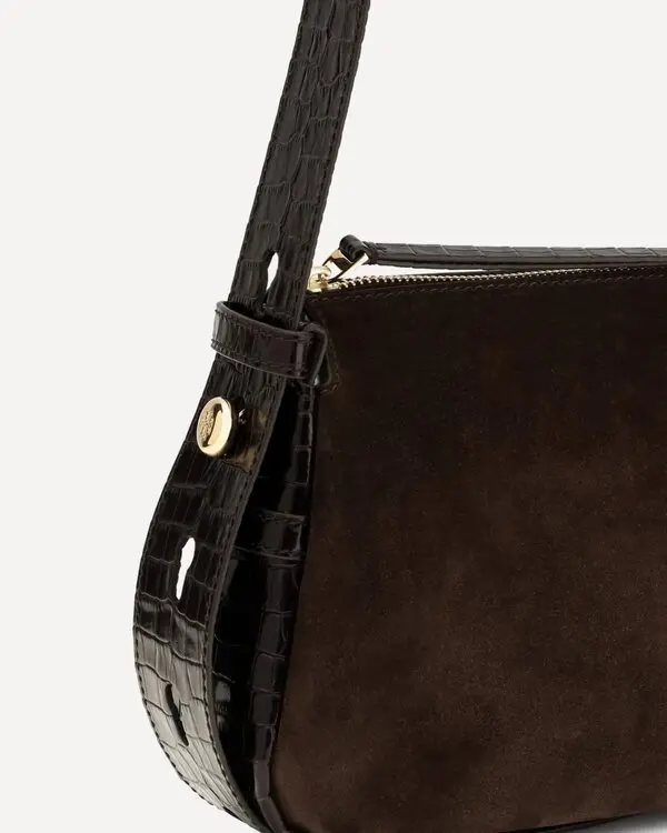 Tory Burch Small Romy Suede Shoulder Bag - Brown