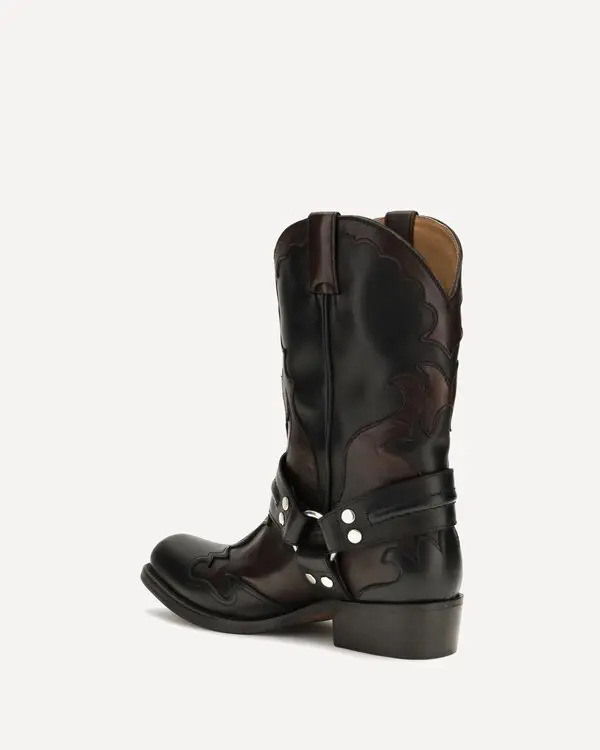 Versace Sylvester Leather Cowboy Boots