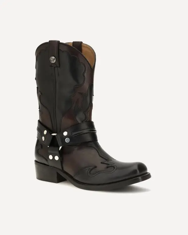 Versace Sylvester Leather Cowboy Boots