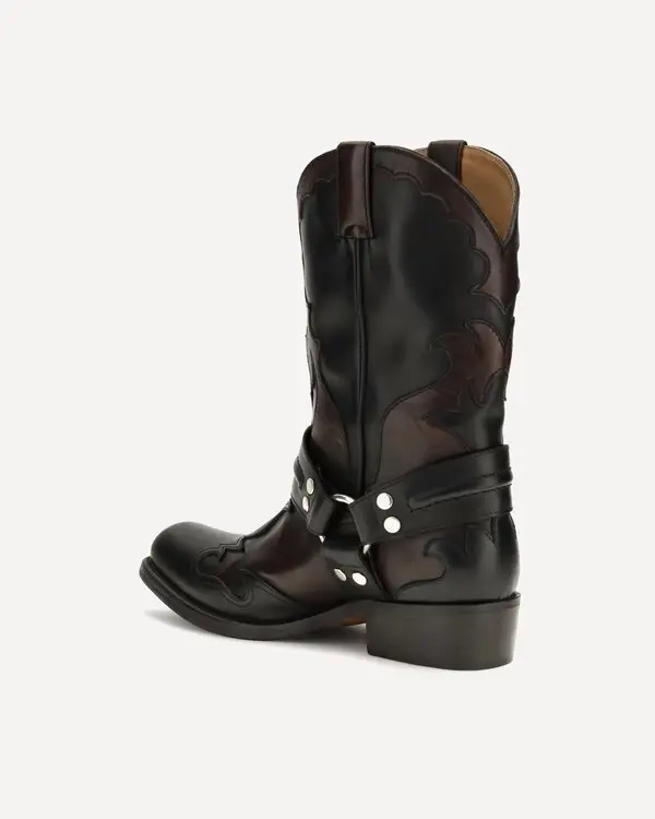 Versace Sylvester Leather Cowboy Boots