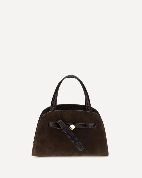 Tory Burch Small Romy Suede Top Handle Bag - Brown