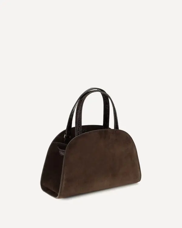 Tory Burch Small Romy Suede Top Handle Bag - Brown