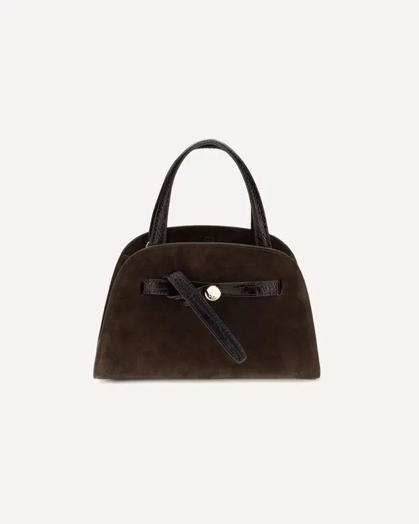 Tory Burch Small Romy Suede Top Handle Bag - Brown