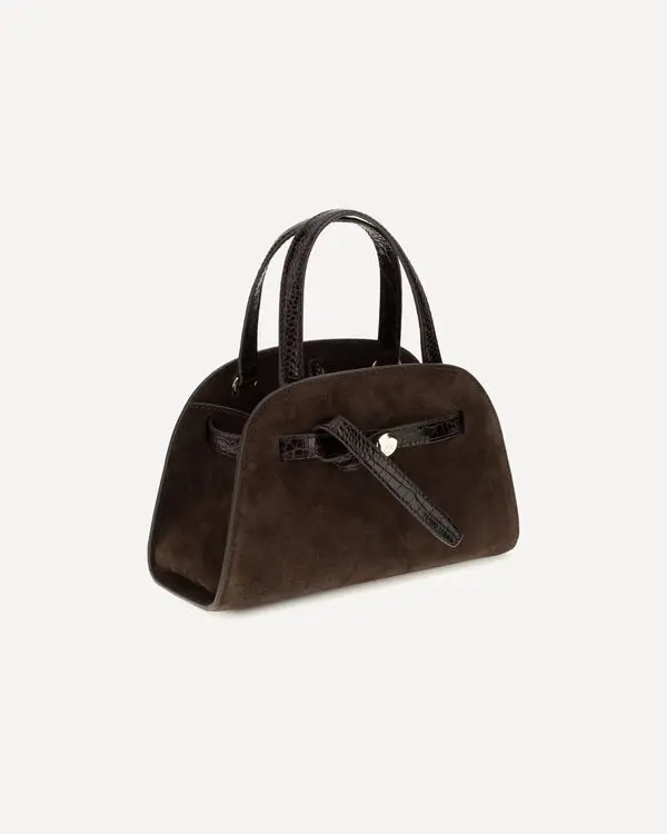 Tory Burch Small Romy Suede Top Handle Bag - Brown
