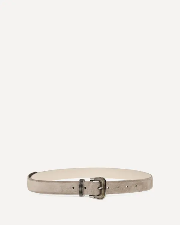 Brunello Cucinelli Suede Belt With Shiny Loop Feale