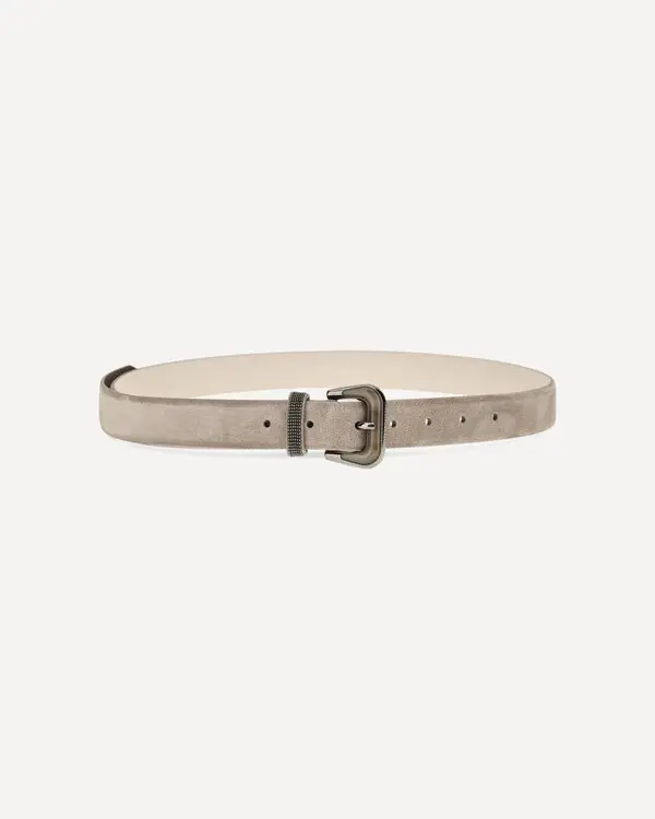 Brunello Cucinelli Suede Belt With Shiny Loop Feale