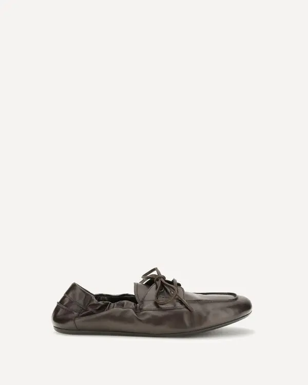 Prada Aged Leather Lace-up Sneakers - Brown