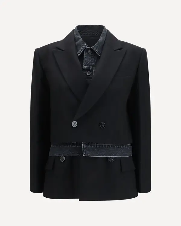 Sacai Wool Flannel And Denim Jacket