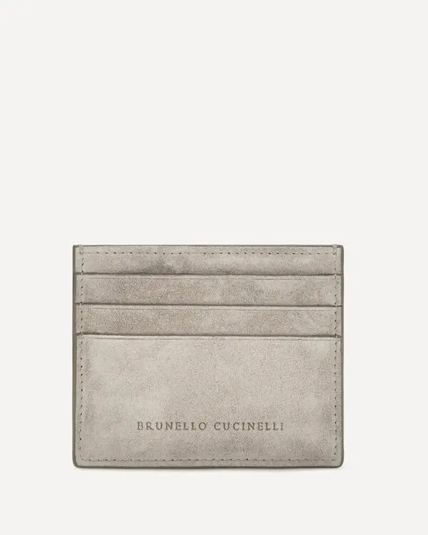 Brunello Cucinelli Suede Card Holder - Grey