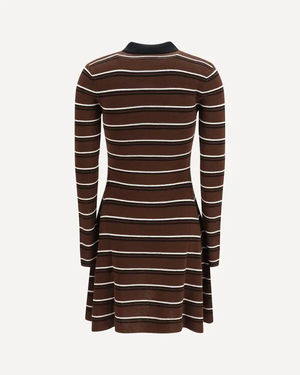 GANNI Striped Wool Polo Dress Feale