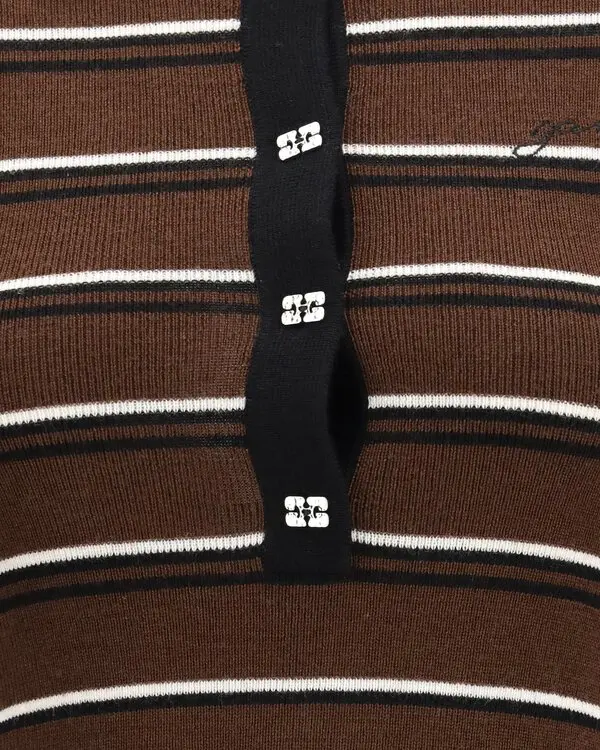 GANNI Striped Wool Polo Dress Feale