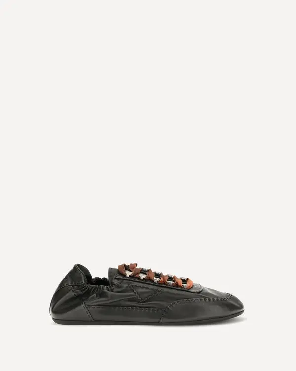 Prada Collapse Aged Nappa Leather Sneakers