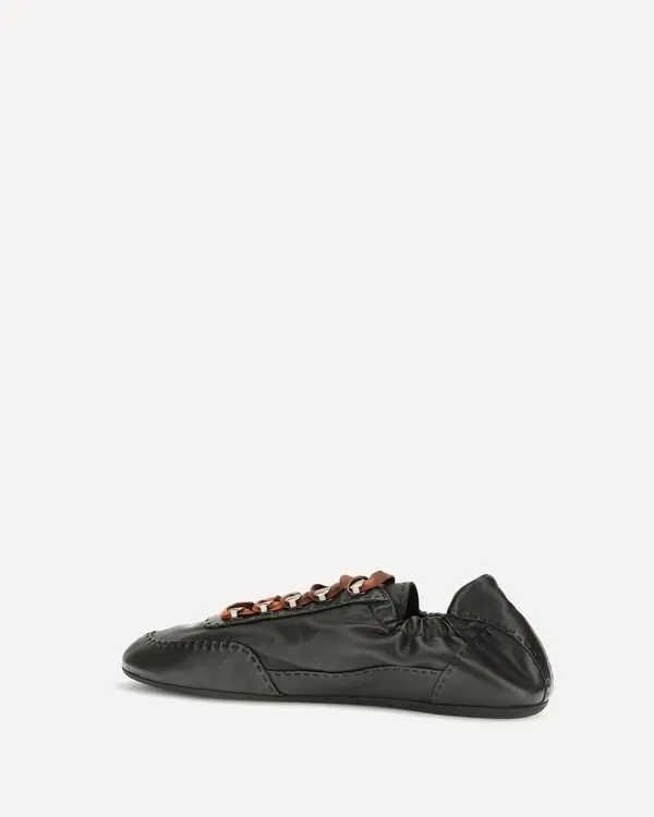 Prada Collapse Aged Nappa Leather Sneakers