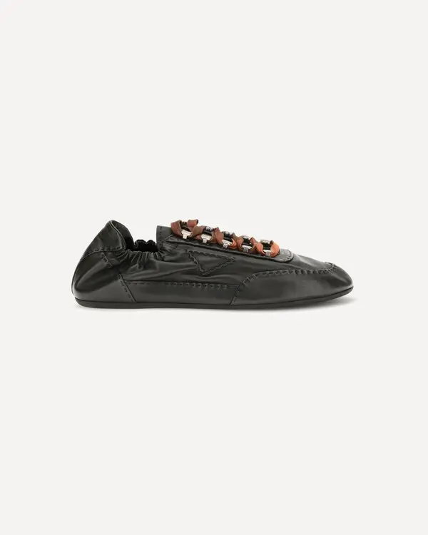 Prada Collapse Aged Nappa Leather Sneakers