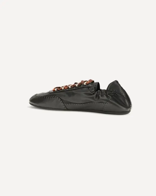 Prada Collapse Aged Nappa Leather Sneakers