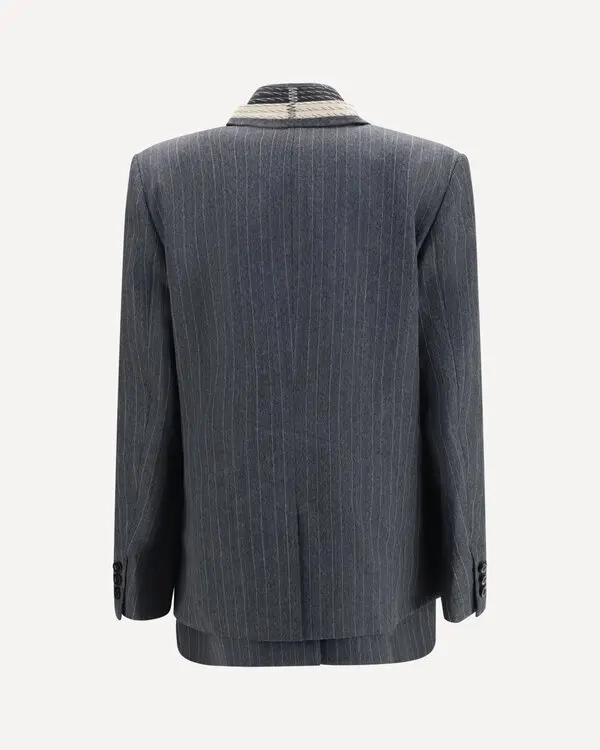 Sacai Pinstripe Single Breasted Jacket - Grey