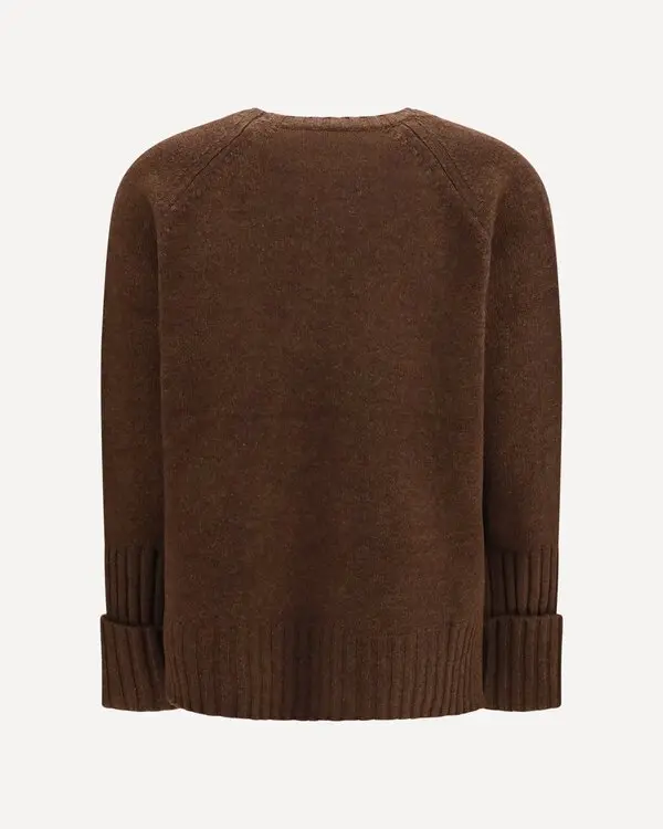 Tory Burch Merino Wool Crew Neck Sweater With Floral Embroidery
