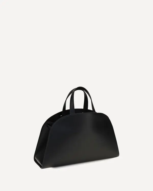 Tory Burch Romy Calf Leather Top Handle Bag - Black