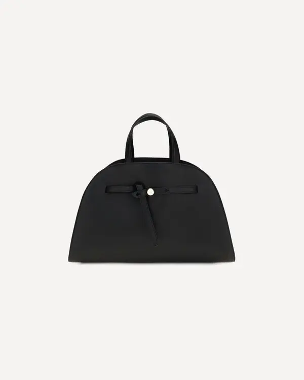 Tory Burch Romy Calf Leather Top Handle Bag - Black