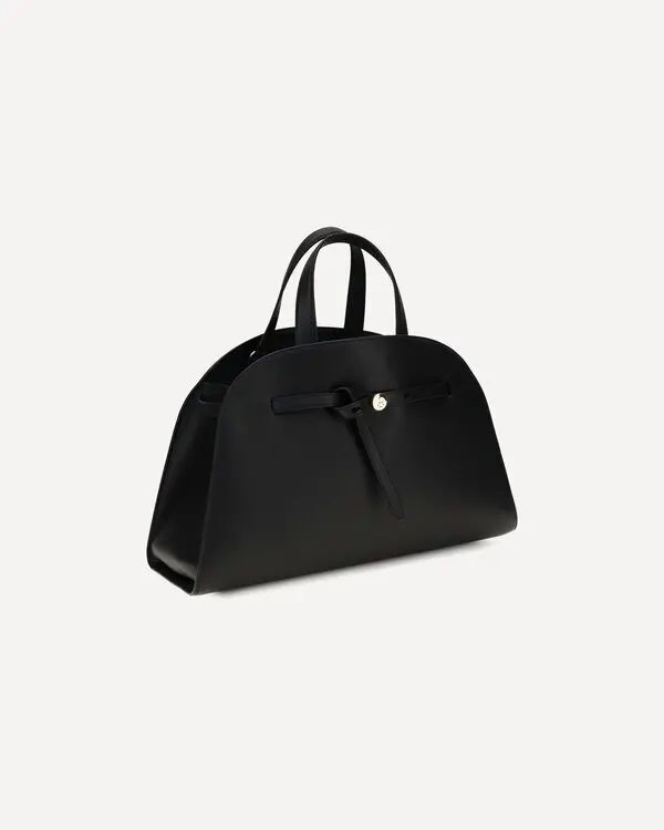 Tory Burch Romy Calf Leather Top Handle Bag - Black