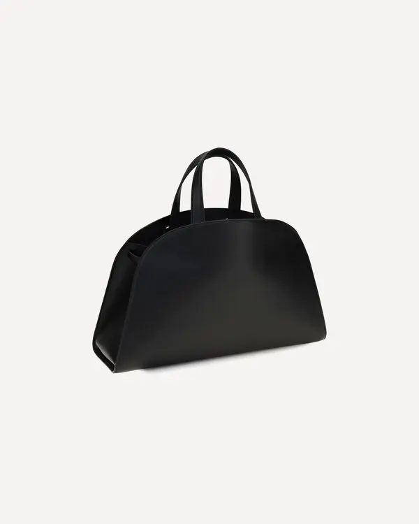 Tory Burch Romy Calf Leather Top Handle Bag - Black