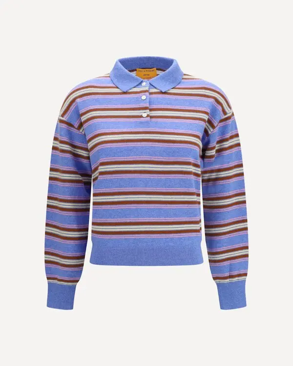 Guest In Residence College Striped Polo Sweater