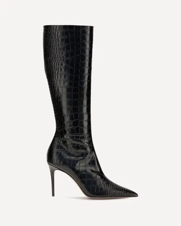 Paris Texas Vera Crocodile-effect Leather Knee-high Boots
