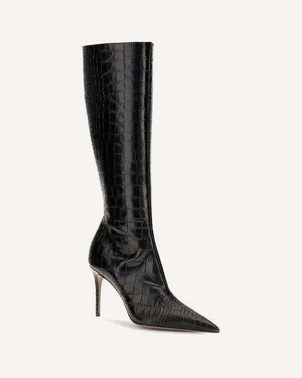 Paris Texas Vera Crocodile-effect Leather Knee-high Boots