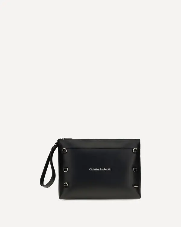 CHRISTIAN LOUBOUTIN Kosmica Leather Clutch - Black