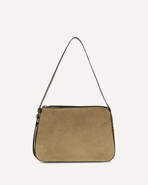 Tory Burch Romy Suede Shoulder Bag - Beige