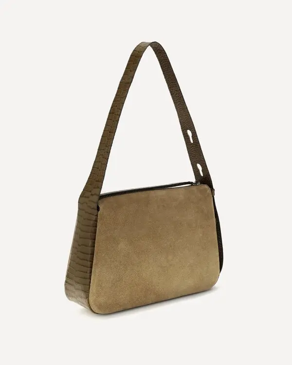 Tory Burch Romy Suede Shoulder Bag - Beige