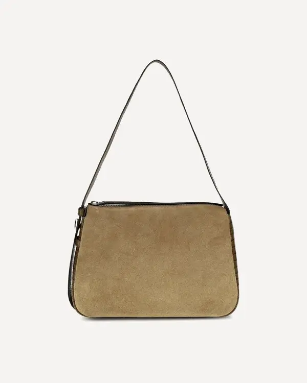 Tory Burch Romy Suede Shoulder Bag - Beige