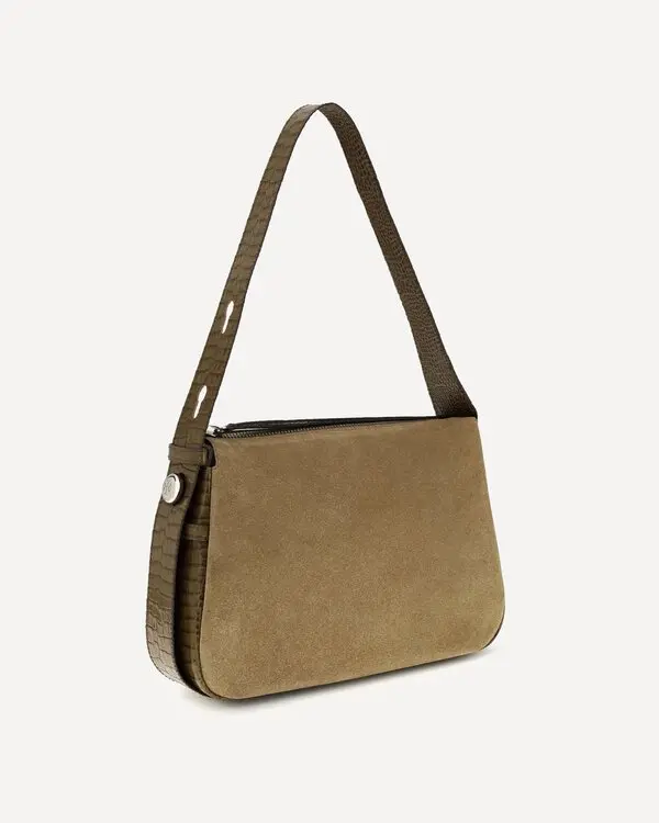 Tory Burch Romy Suede Shoulder Bag - Beige