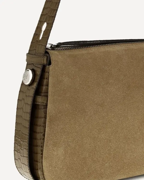 Tory Burch Romy Suede Shoulder Bag - Beige