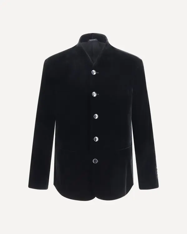 Giorgio Armani Blazer One Shot In Stretch Viscose And Cupro Velvet - Black