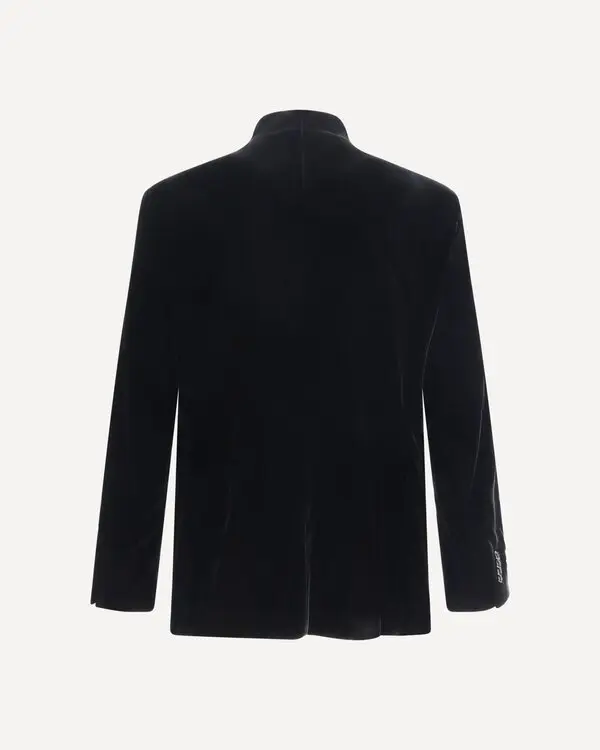 Giorgio Armani Blazer One Shot In Stretch Viscose And Cupro Velvet - Black