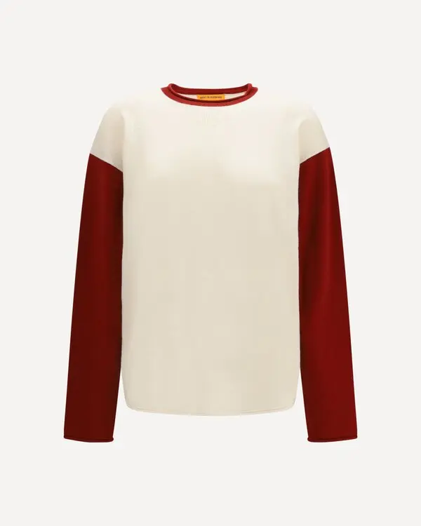 Guest In Residence Baseball Oversized Crew Sweater - White