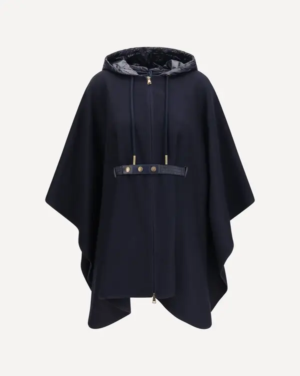 Moncler Padded Wool Blend Cape - Blue