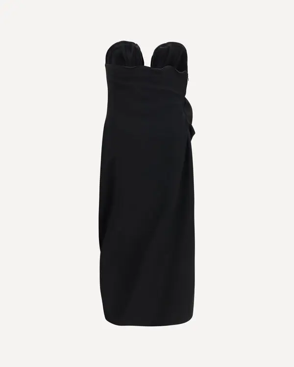 Magda Butrym Draped Dress With Sculptural Floral Details